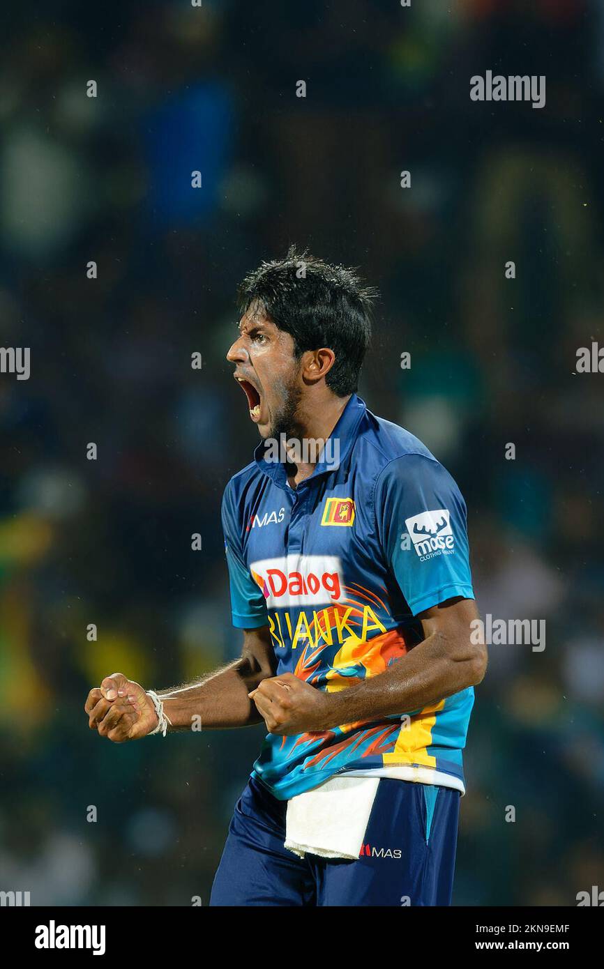 Kandy, Sri Lanka. 27th November 2022. Sri Lanka's Kasun Rajitha ...