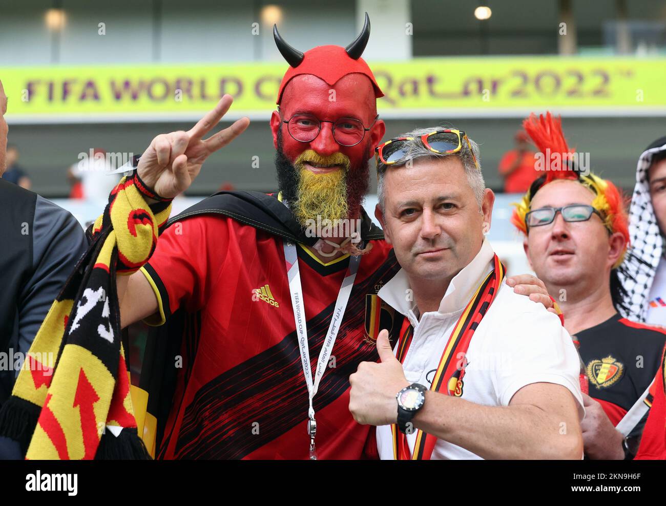 Red Devils' supporters pictured in the stands ahead of a soccer game ...