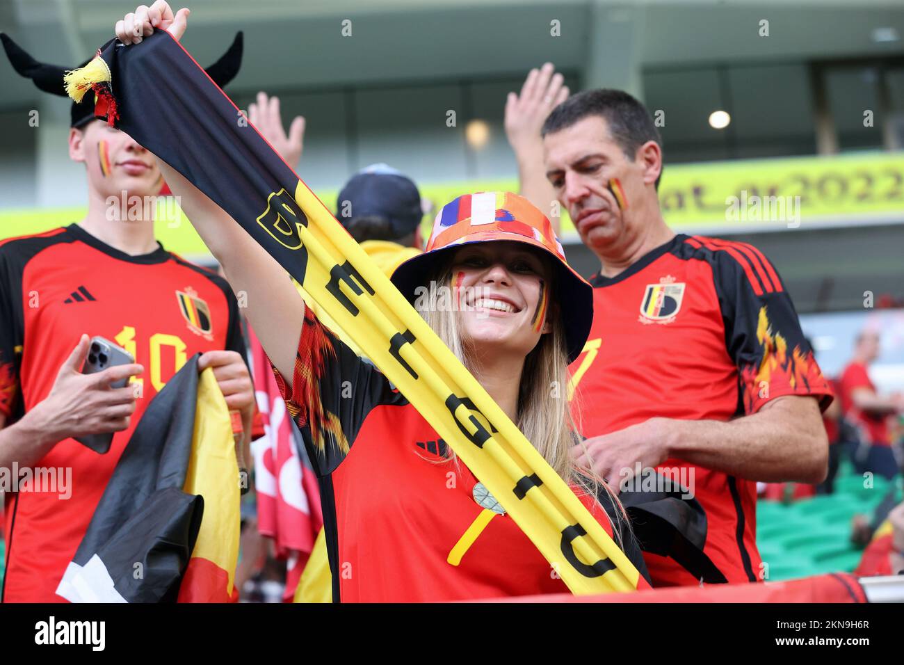 Red Devils' supporters pictured in the stands ahead of a soccer game ...