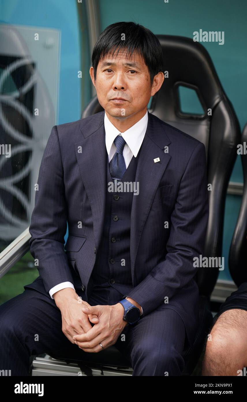 Japan manager Hajime Moriyasu before the FIFA World Cup Group E match ...