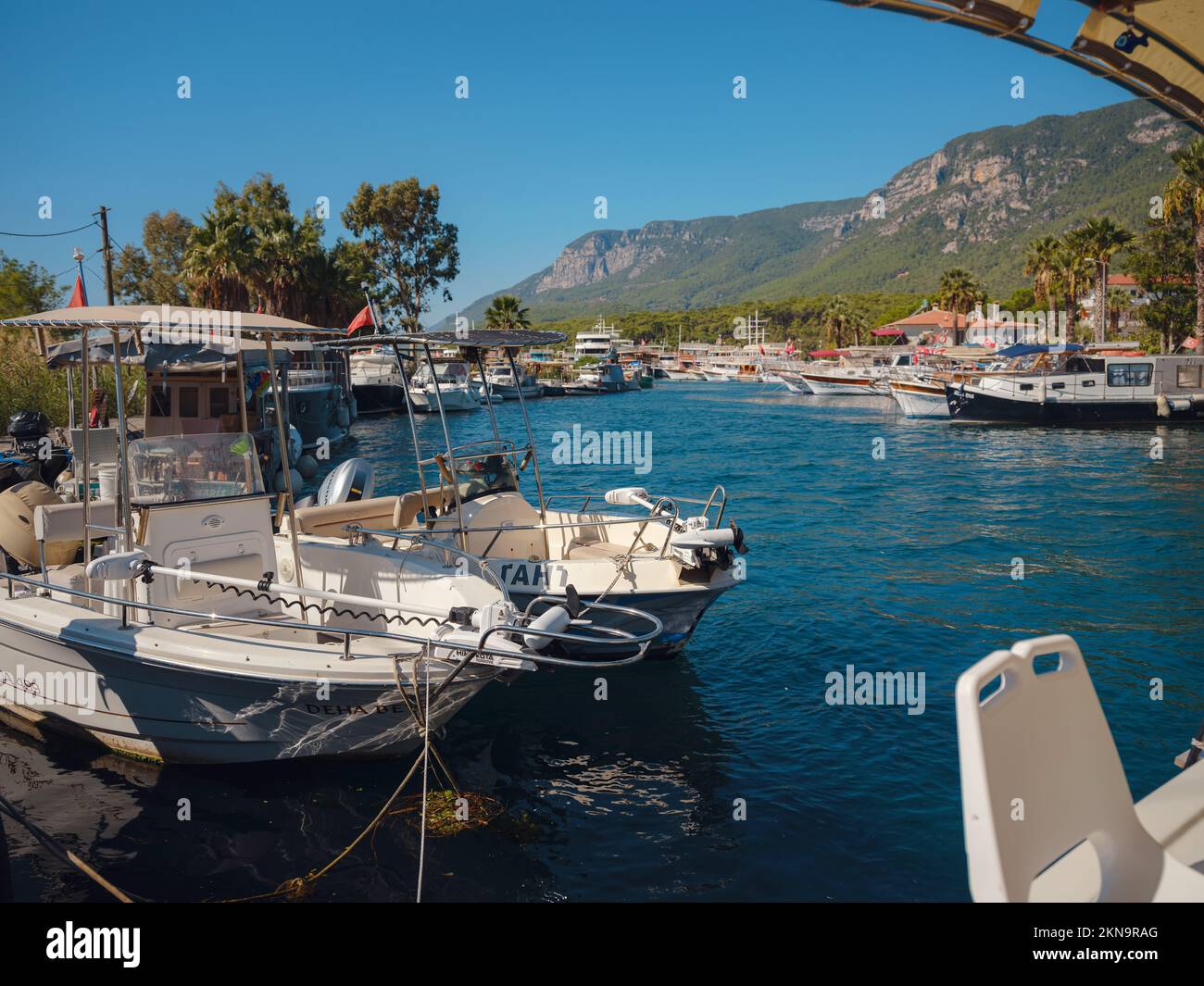 Akyaka ,Turkey, October 23, 2022: People are taking tour on Azmak ...