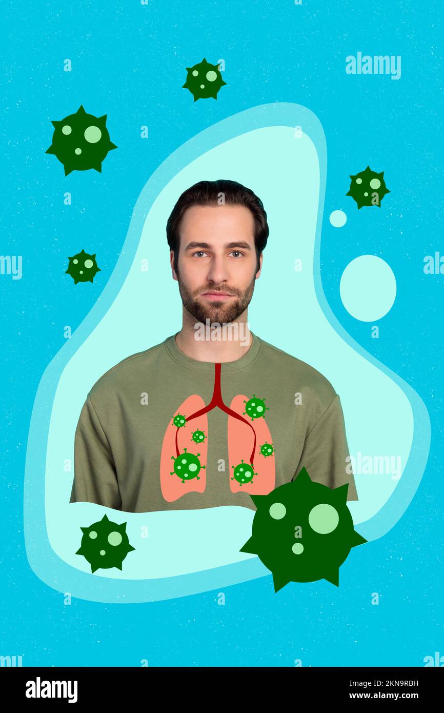 Collage photo poster of young student guy ill rentgen lungs global ...