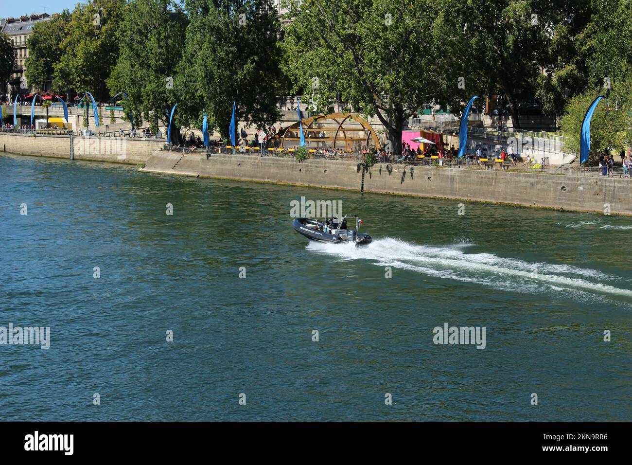 Police boat on River Seine in Paris in summer Stock Photo - Alamy