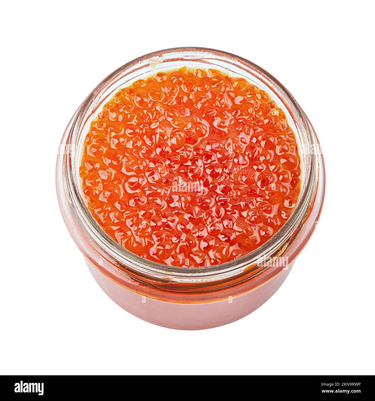 Red caviar jar isolated on white background. Raw seafood. Luxury ...