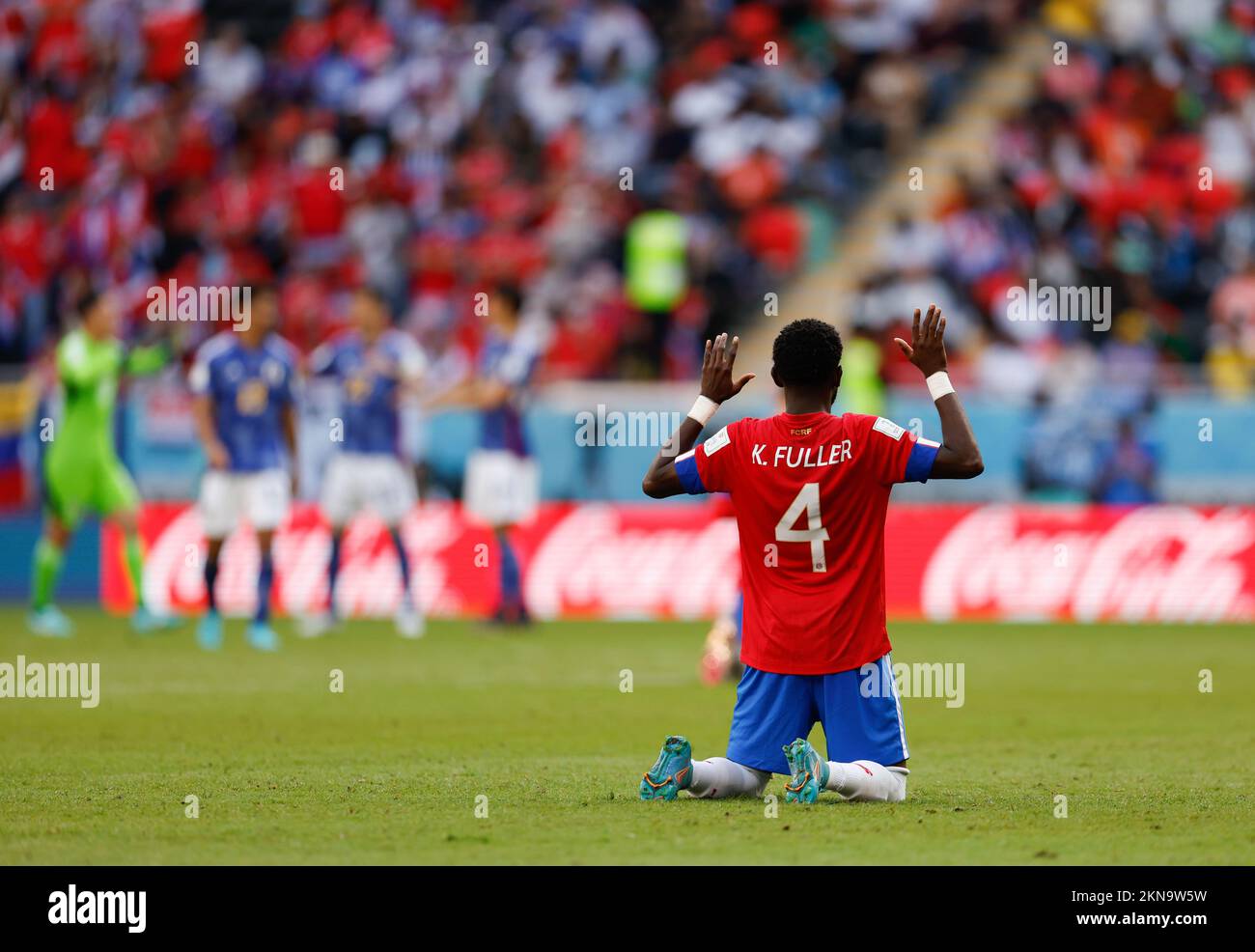 Al Rayyan, Qatar. 27th Nov, 2022. Keysher Fuller of Costa Rica reacts during the Group E match ...