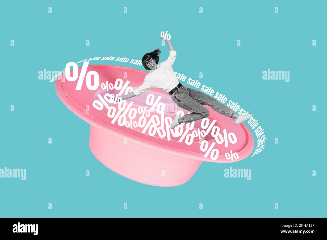 Photo artwork minimal collage picture of funny funky lady falling down ...