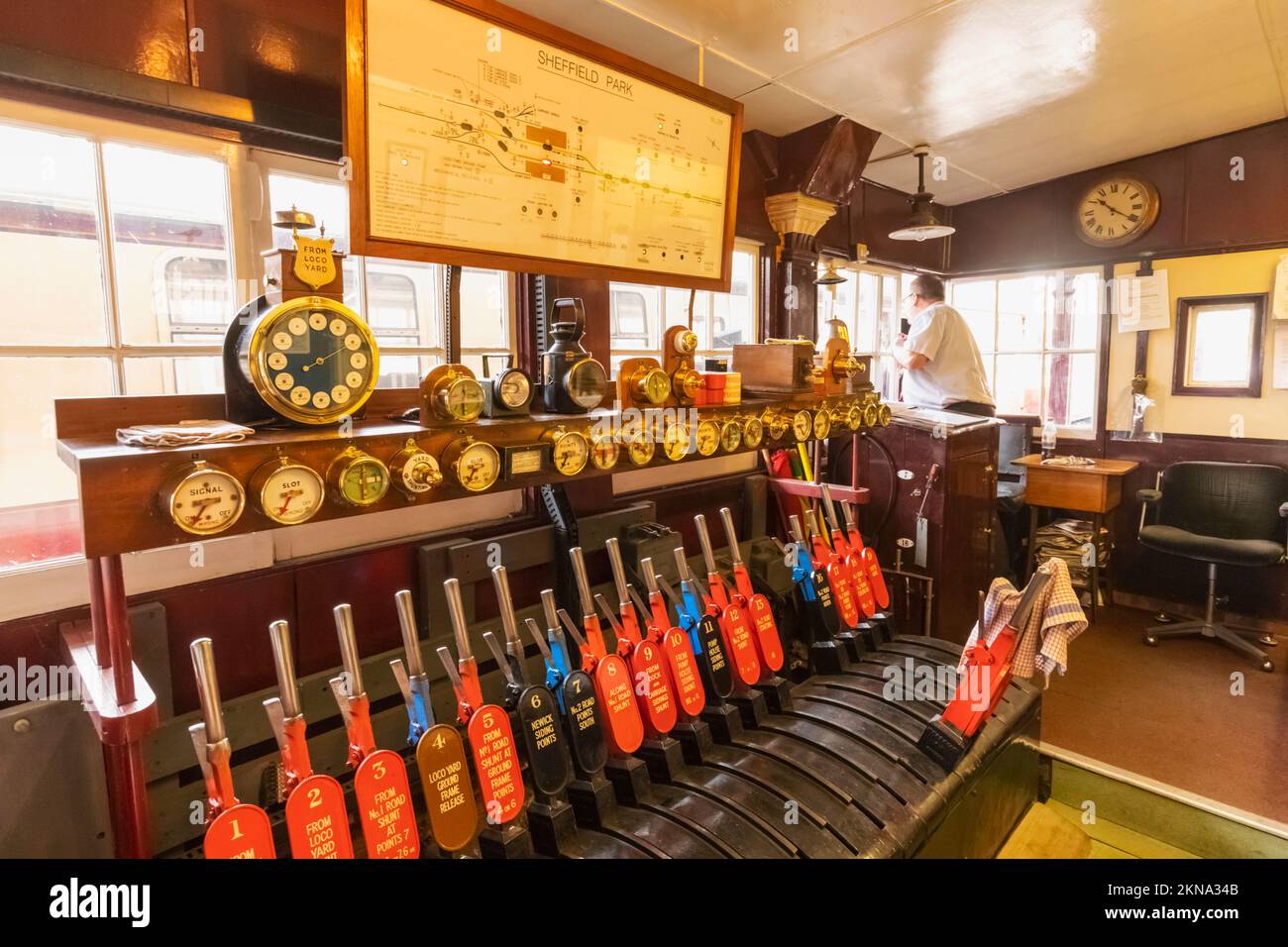 England, Sussex, Bluebell Railway, Sheffield Park Station, Signal Box ...