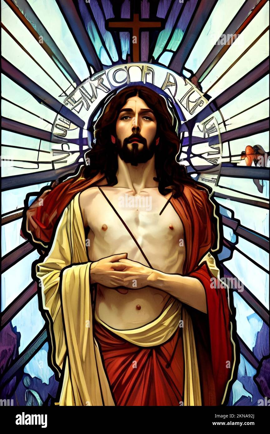 A vertical shot of the Jesus Christ painting Stock Photo - Alamy