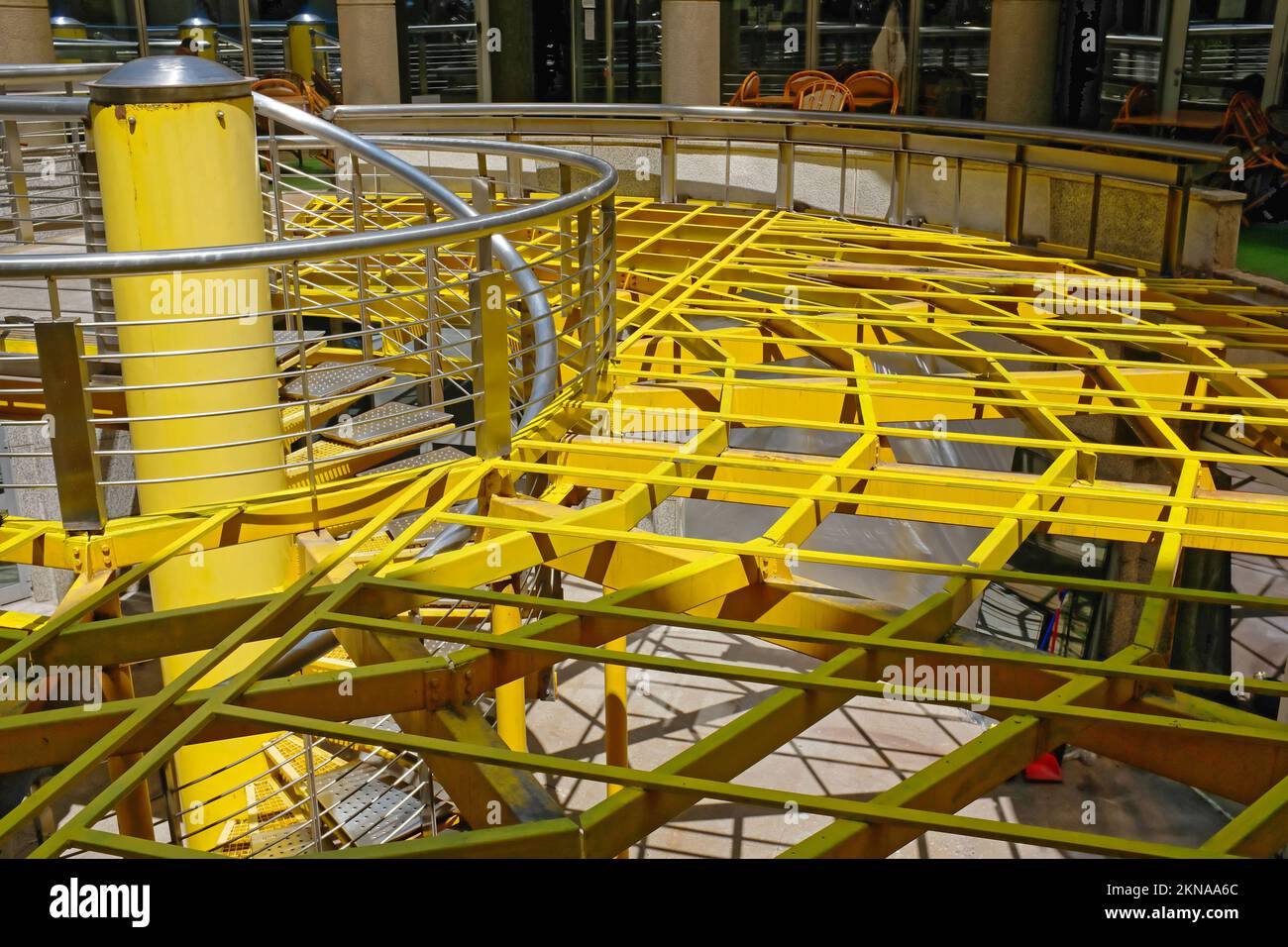 Bright yellow steel beams structure building construction site Stock ...