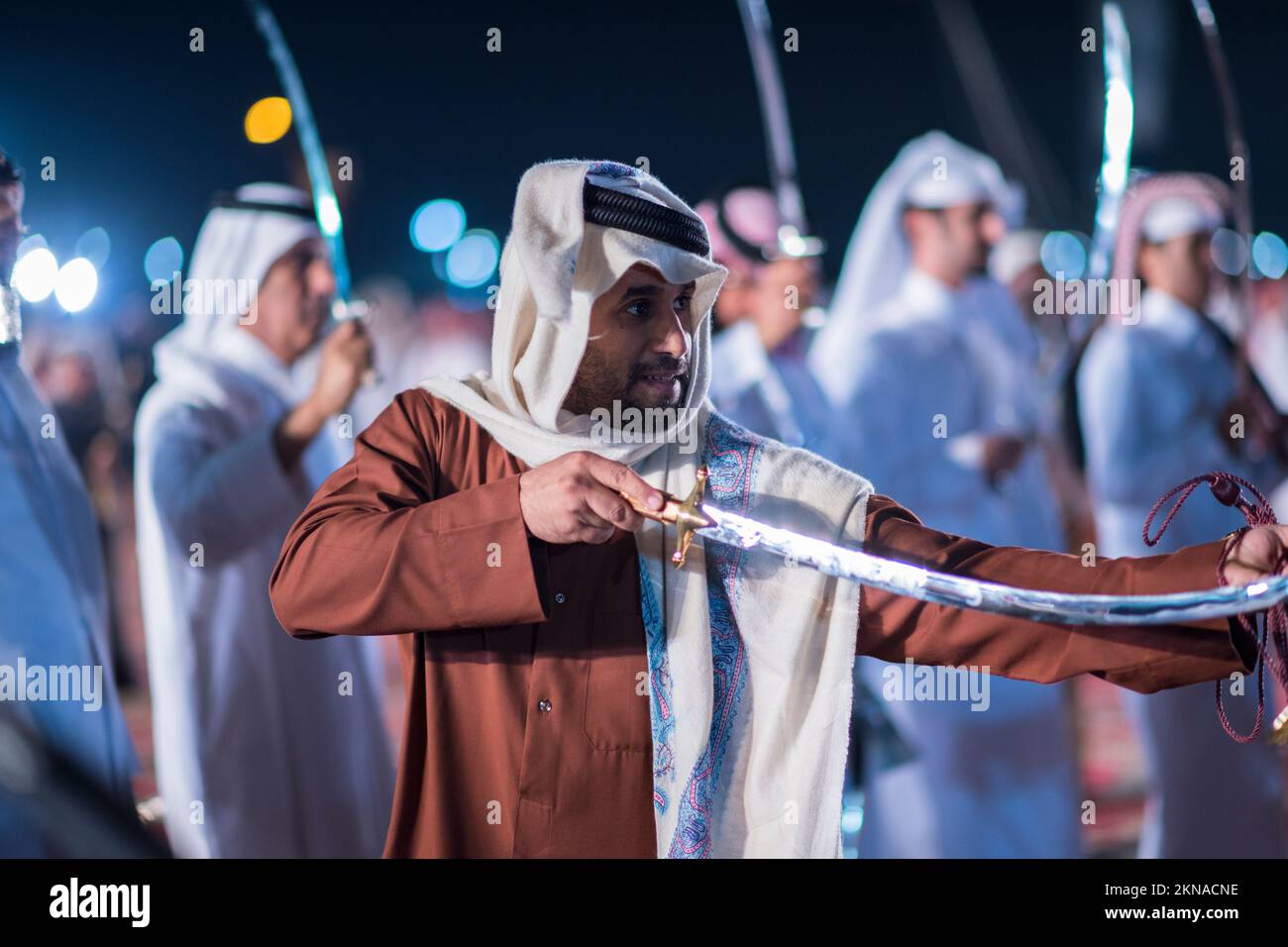 Doha, Qatar, December 18,2017 : The sword dance called the "ardha" at ...