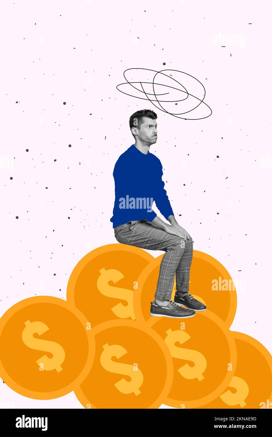 Creative photo 3d collage artwork postcard poster of minded man ...