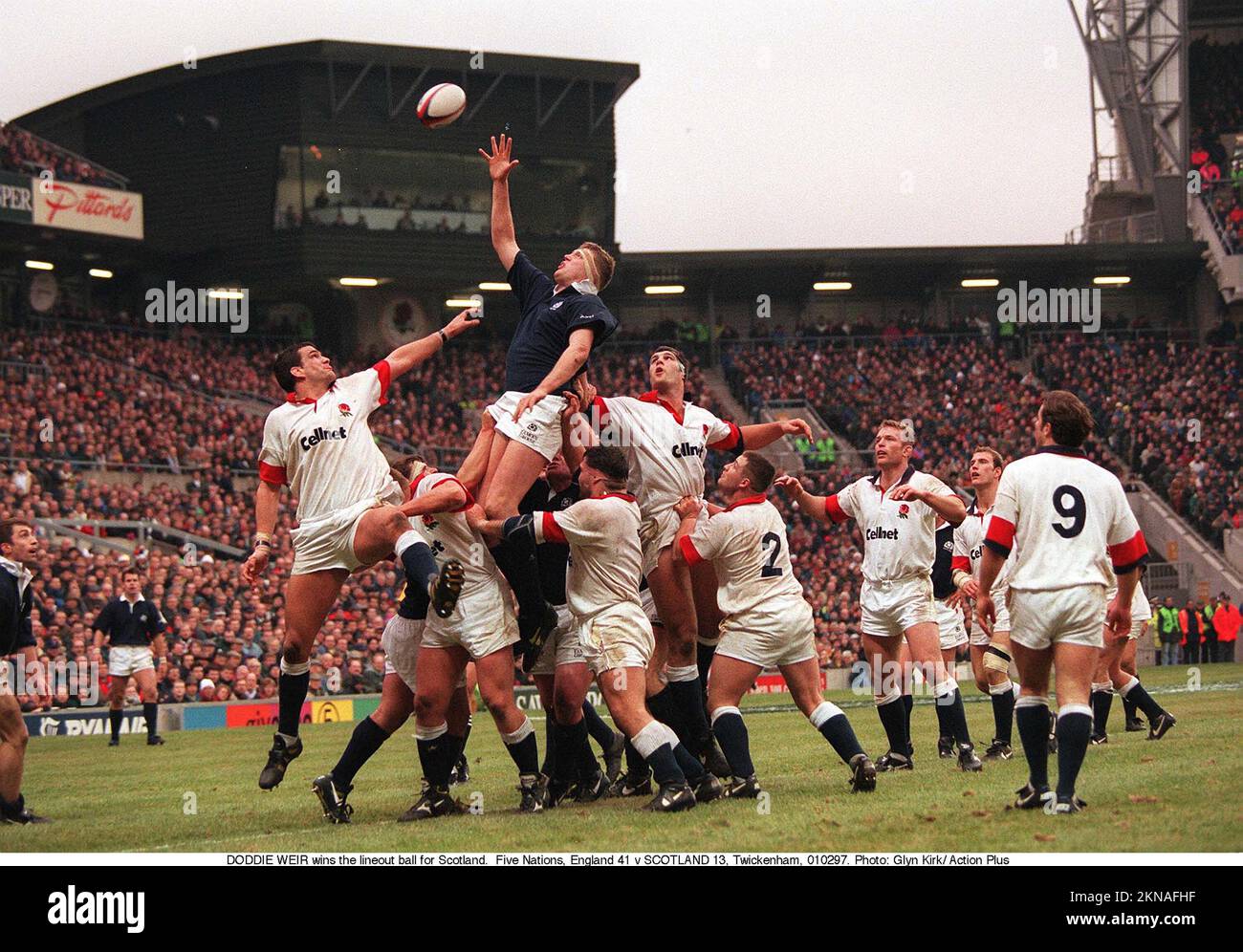 DODDIE WEIR wins the lineout ball for Scotland. Five Nations, England ...