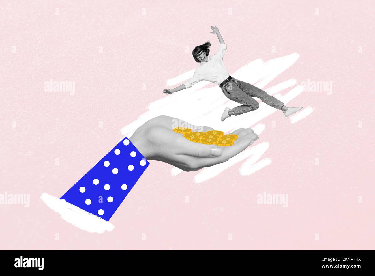 Creative photo 3d collage artwork postcard poster of black white human ...