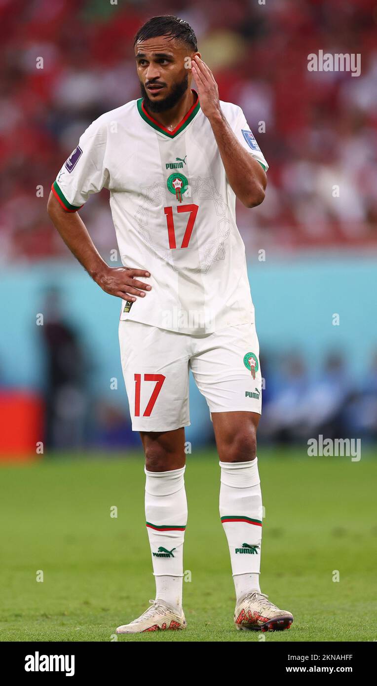 Doha, Qatar, 27th November 2022. Sofiane Boufal of Morocco during the ...