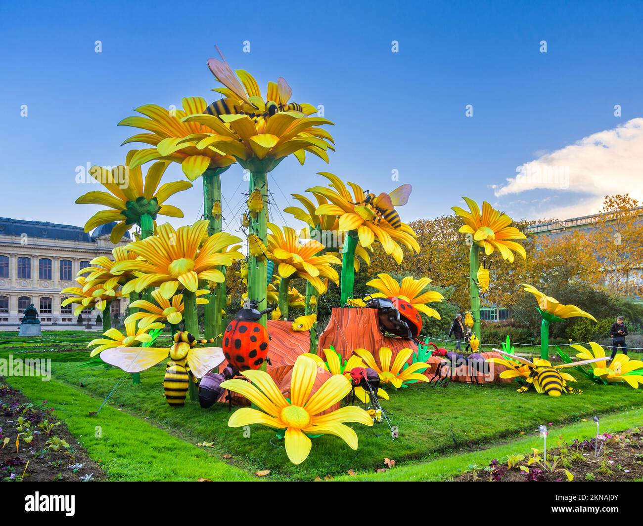 Display of giant artificial plants and insects in the Jardin des ...