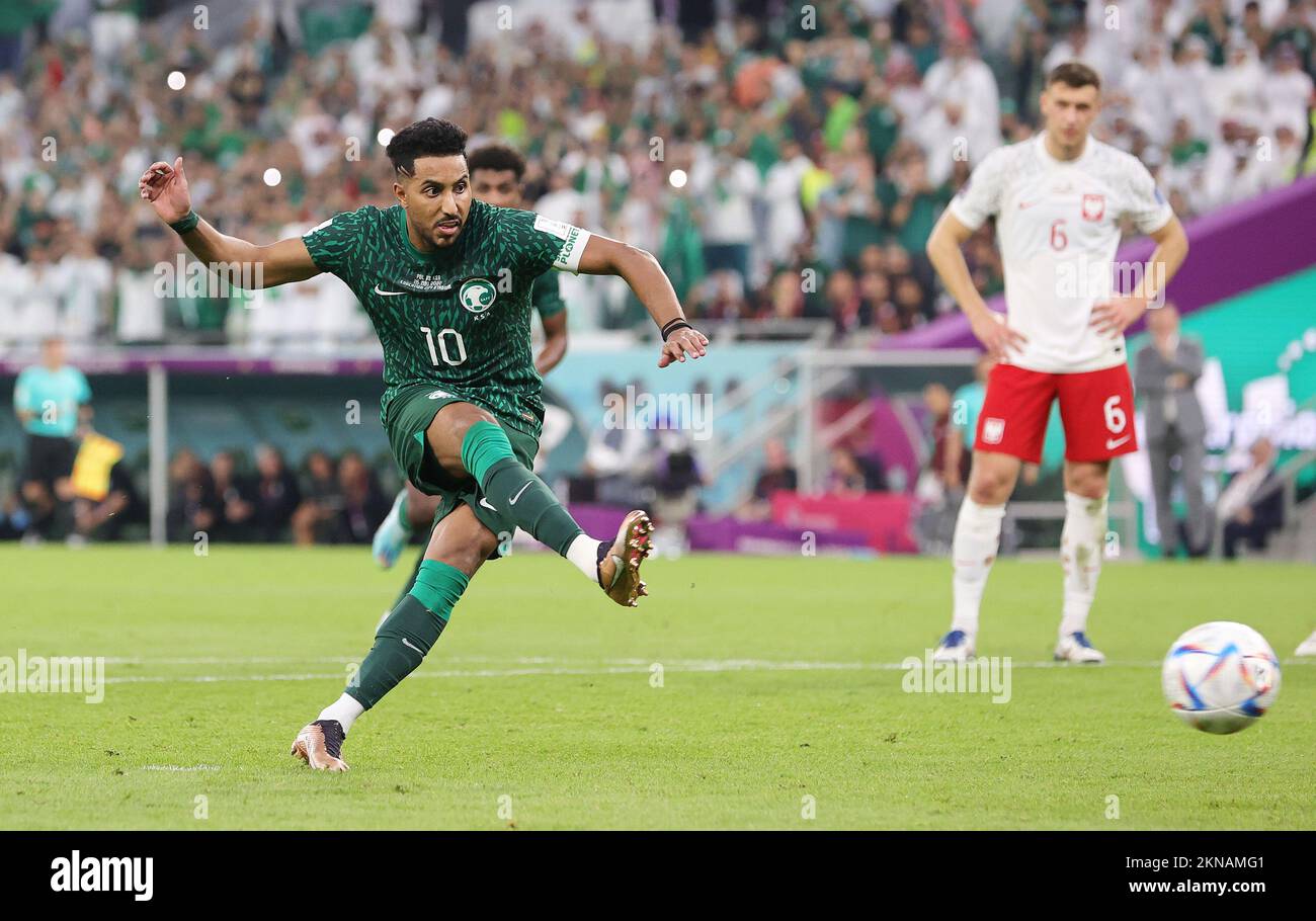 Salem Al Dawsari of Saudi Arabia misses a penalty during the FIFA World ...