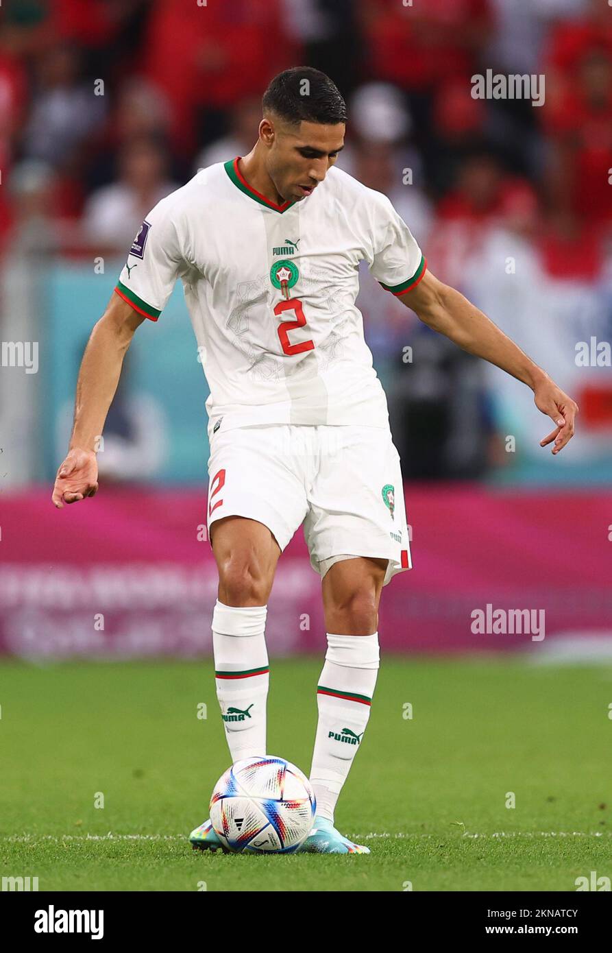 Doha, Qatar, 27th November 2022. Achraf Hakimi of Morocco during the ...