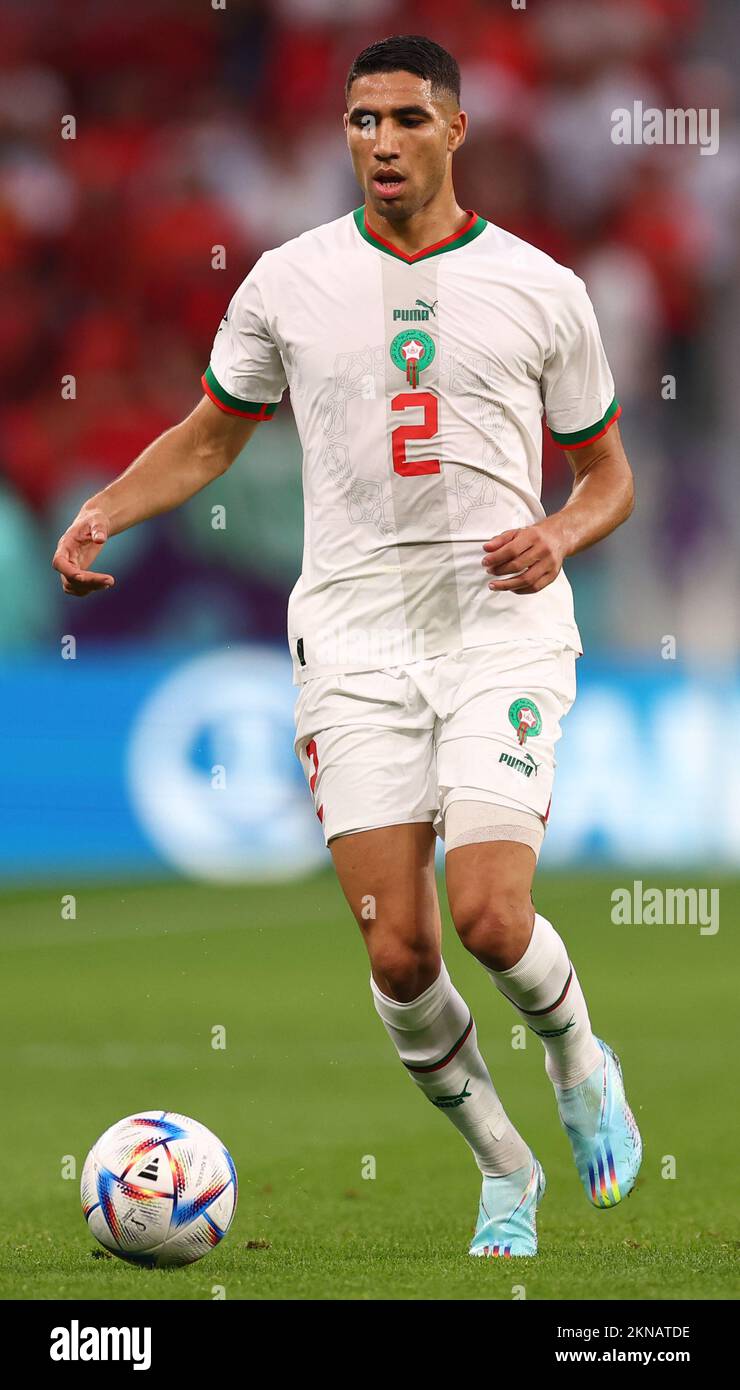 Doha, Qatar, 27th November 2022. Achraf Hakimi of Morocco during the ...