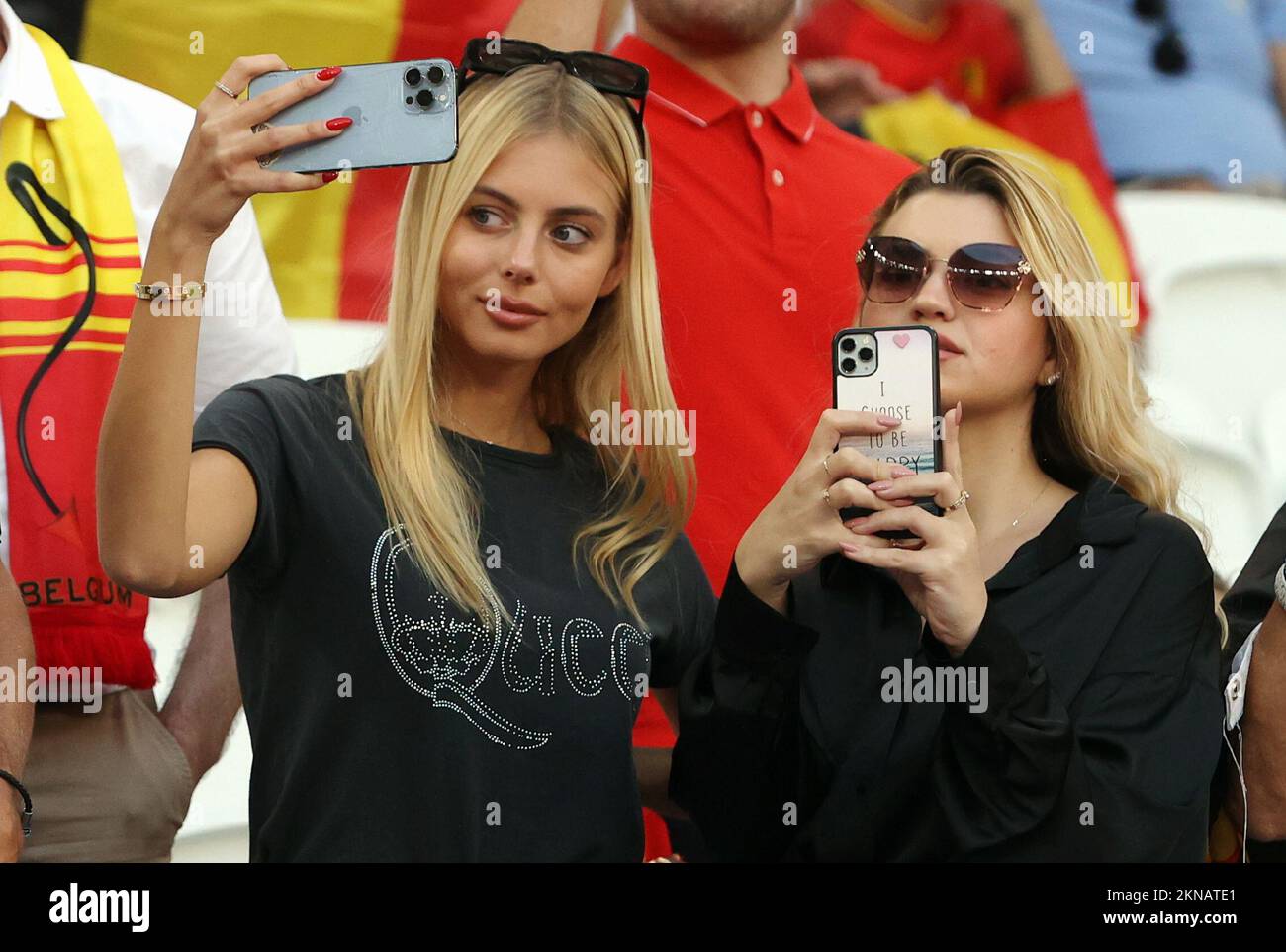 Courtois' fiancee Mishel Gerzig pictured during a soccer game between ...