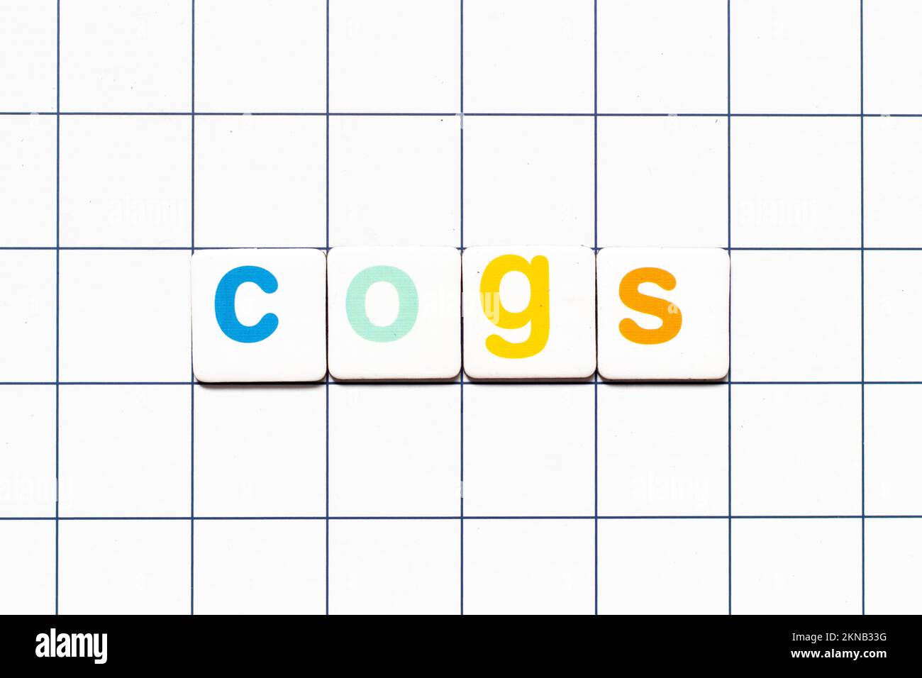 Colorful tile letter in word COGS (Abbreviation of Cost of goods sold ...