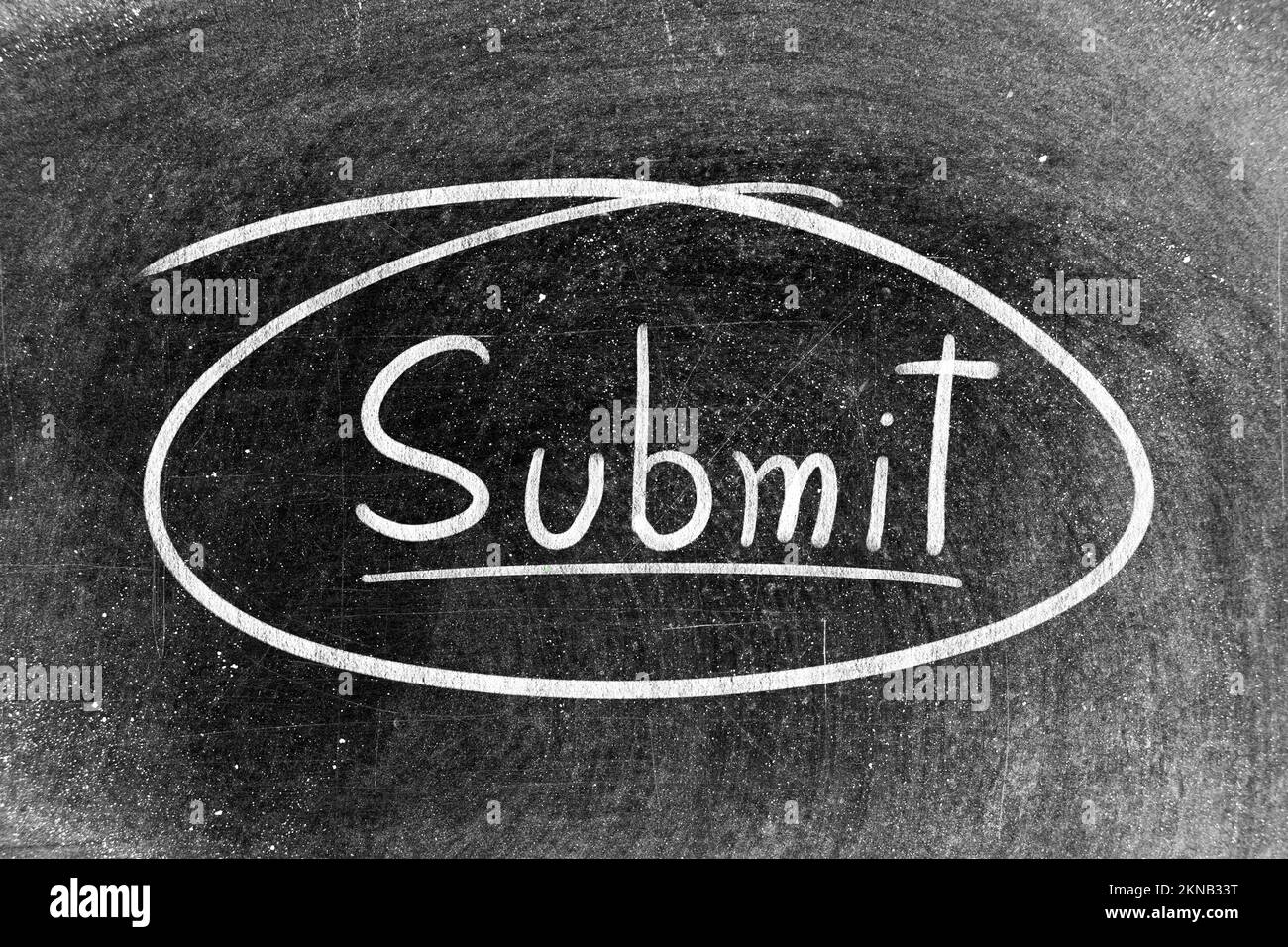White chalk hand writing in word submit on blackboard background Stock ...