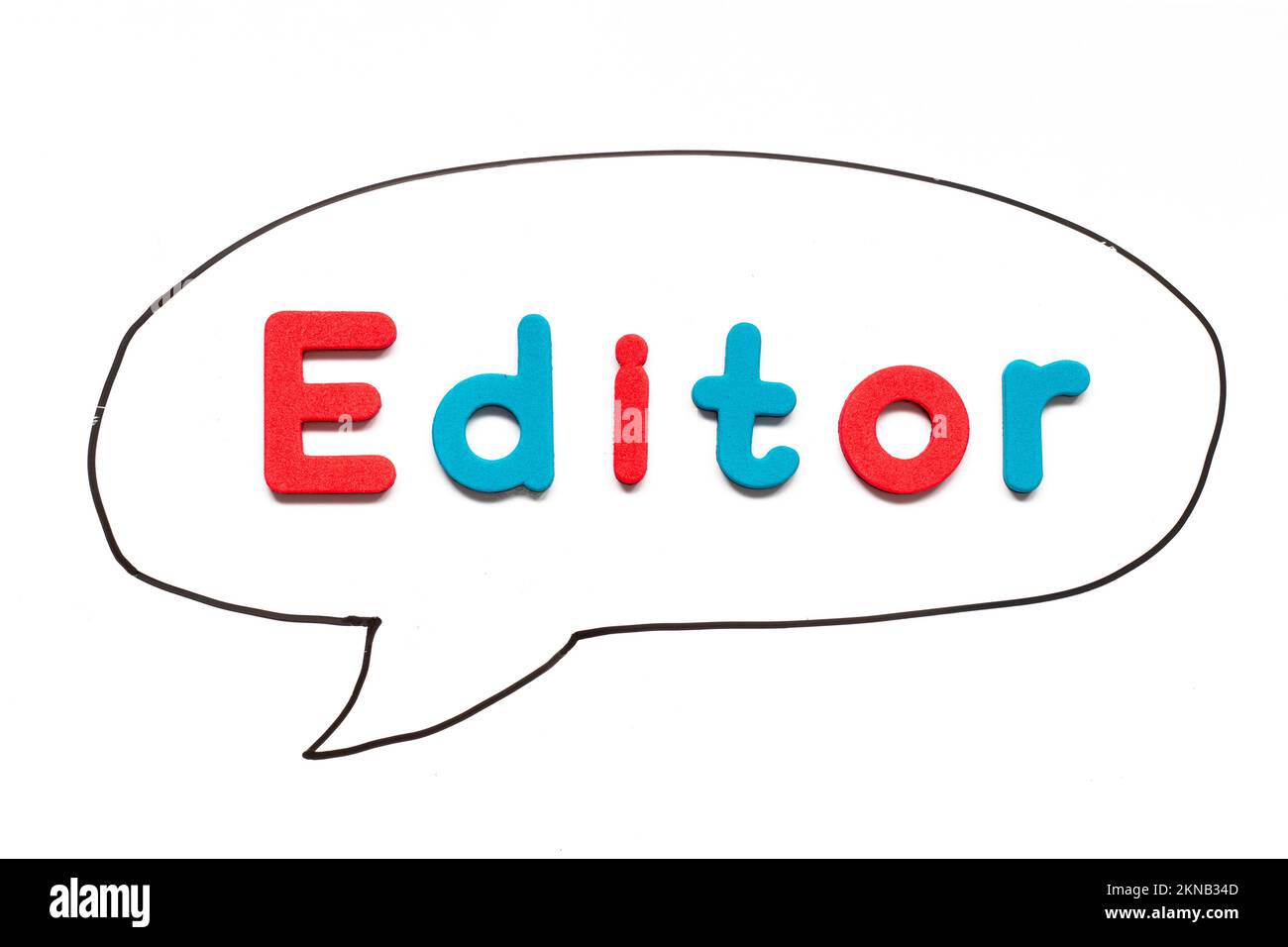 Alphabet letter with word editor in black line hand drawing as bubble ...