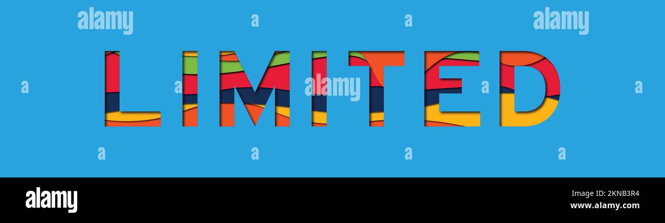 Letter with papercut style in word limited on blue background Stock ...