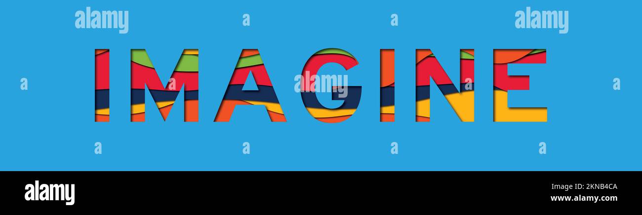 Letter with papercut style in word imagine on blue background Stock ...