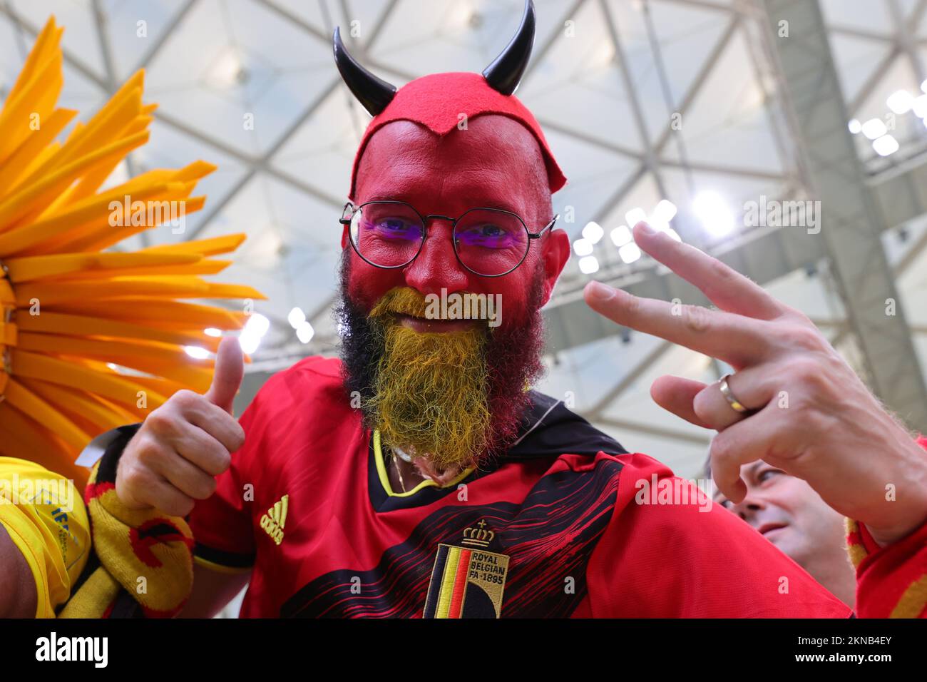 Belgium fan during the FIFA World Cup, Qatar. , . Photo by Peter Dovgan ...