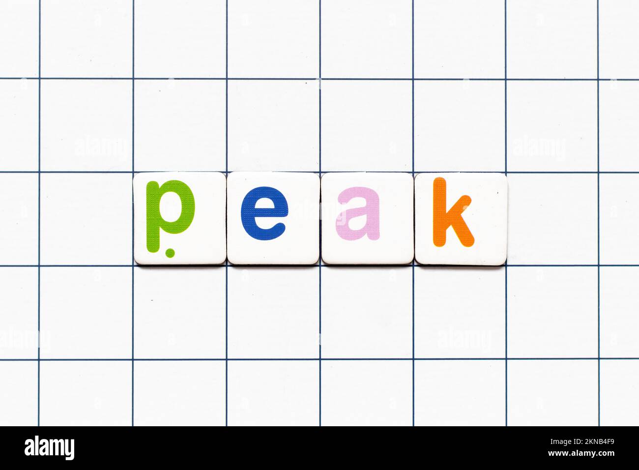 Colorful tile letter in word peak on white grid background Stock Photo ...