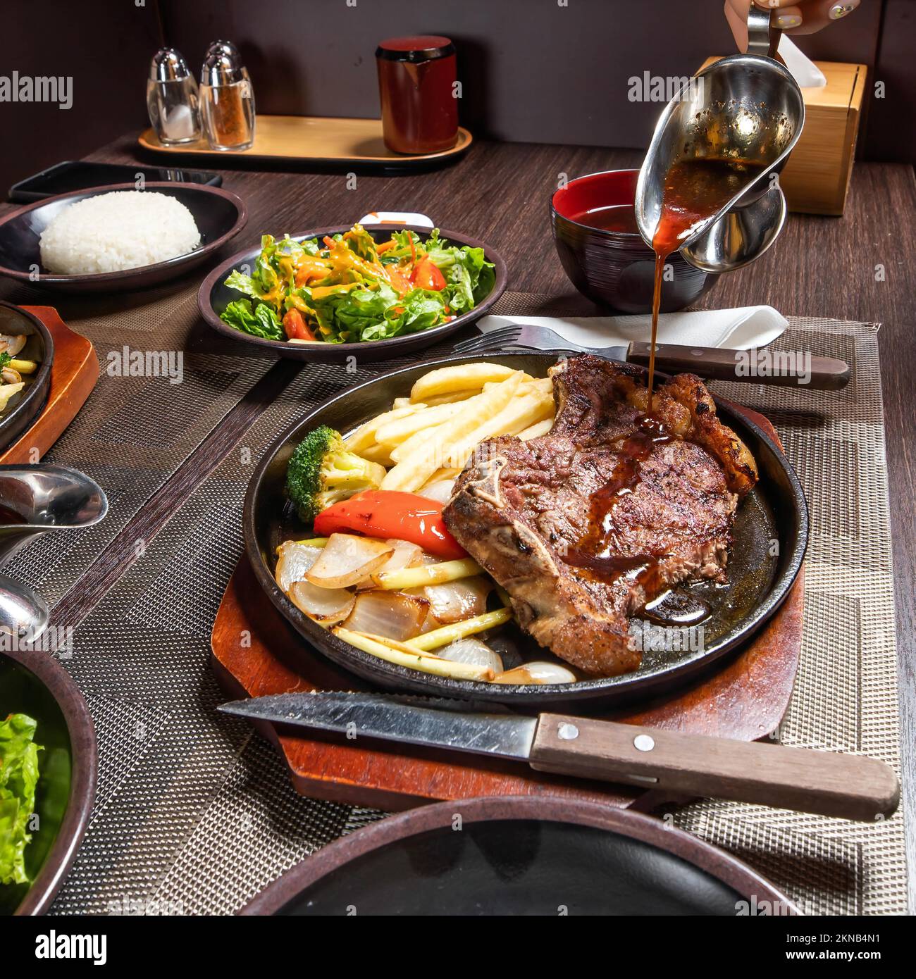 beef steak at restaurant Stock Photo - Alamy