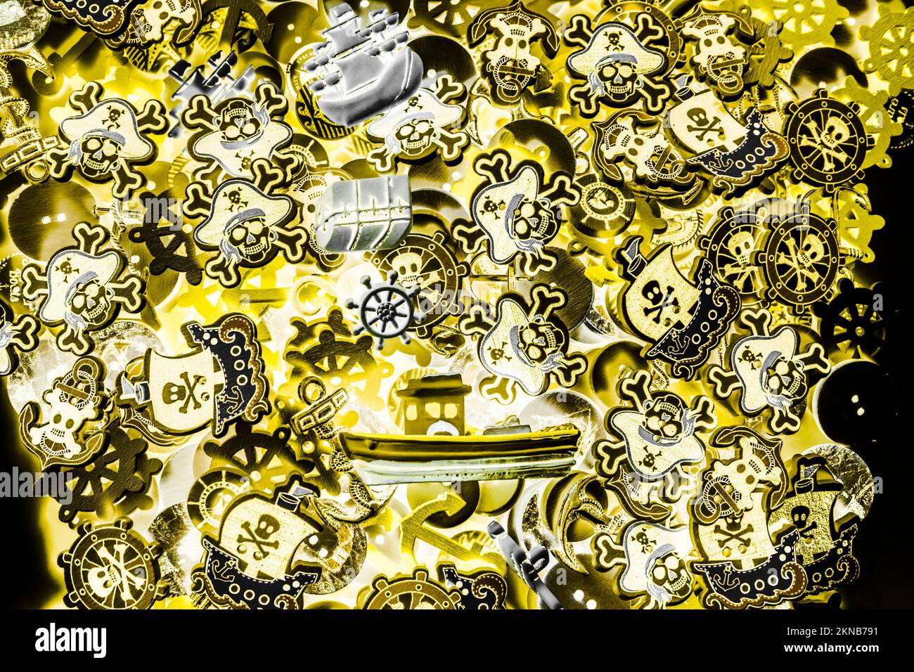 Tropical pirate reef of comic sailing with pirate badges and boating ...