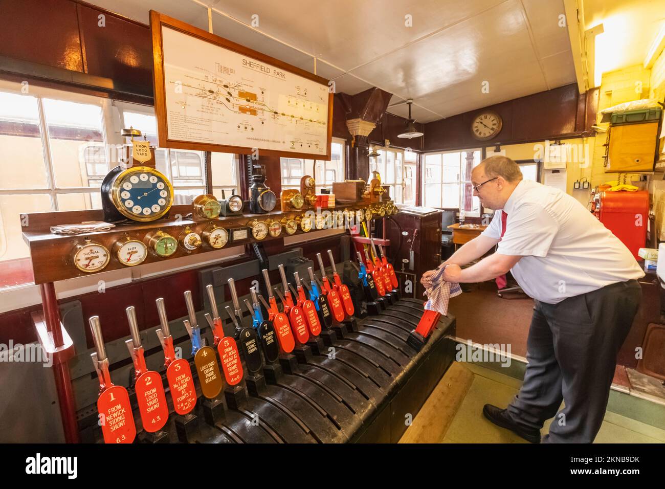 England, Sussex, Bluebell Railway, Sheffield Park Station, Signal Box ...