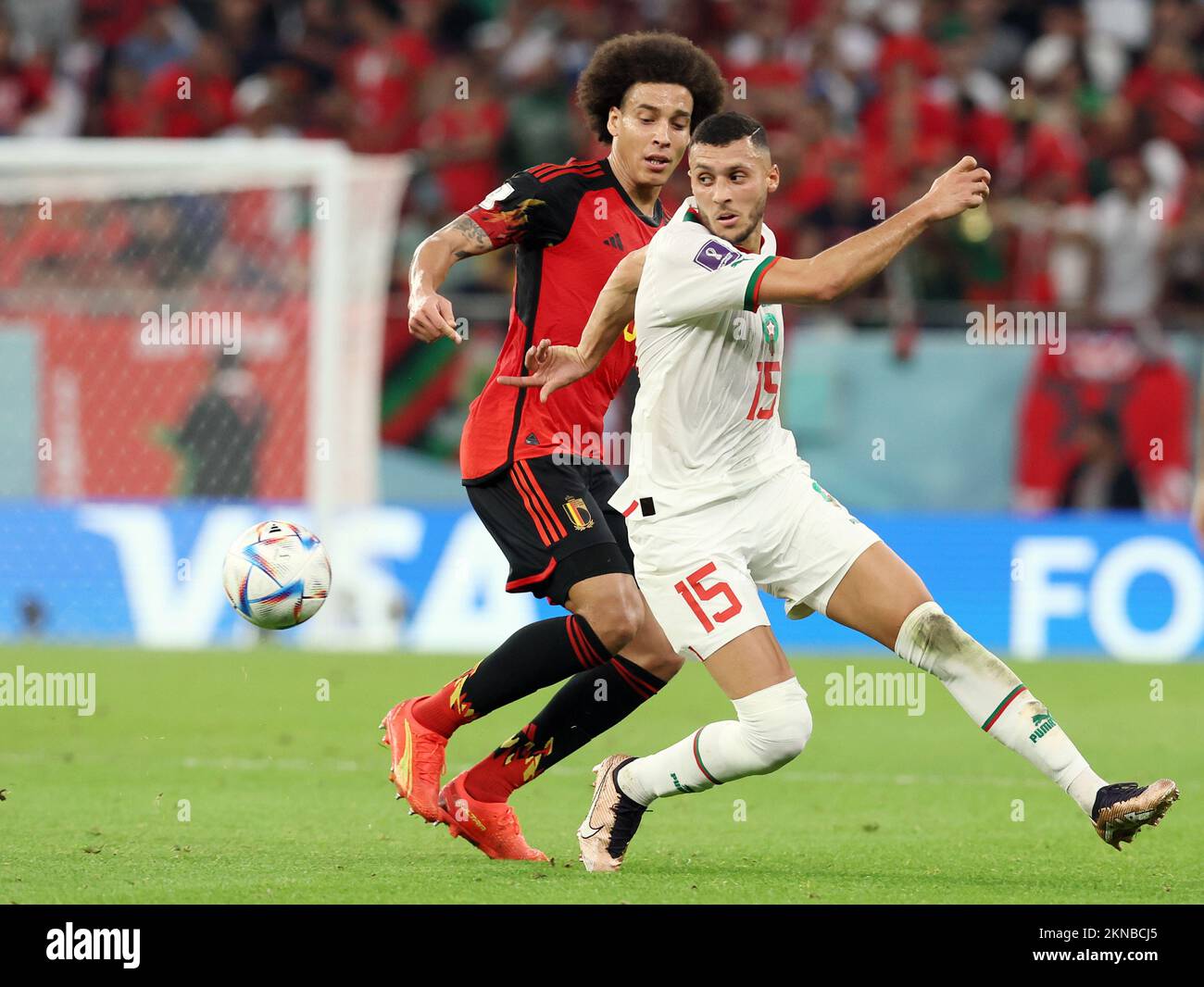 Belgium's Axel Witsel and Moroccan Selim Amallah pictured in action ...