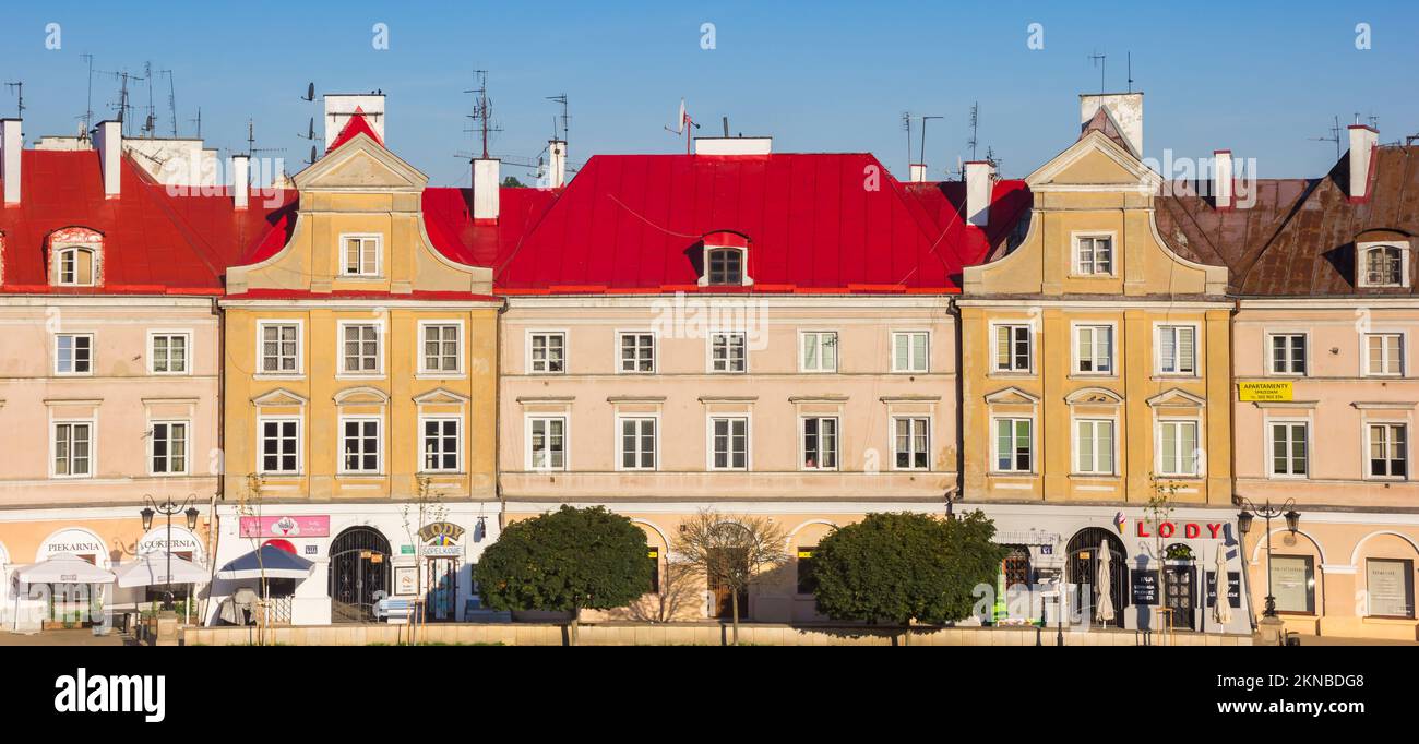 Panorama of colorful buildings on the market square in Lublin, Poland ...