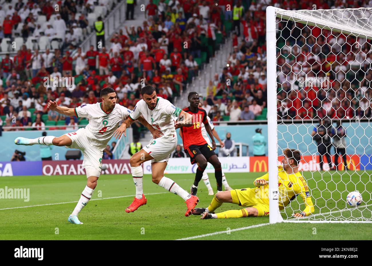Doha Qatar 27th November 2022 Achraf Hakimi Of Morocco And Romain