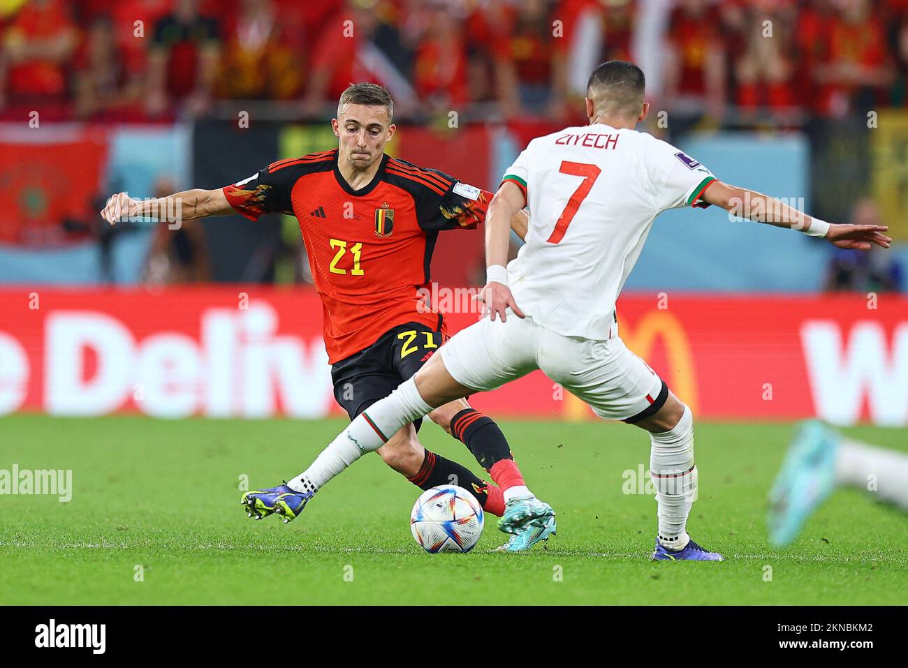 Timothy Castagne during the FIFA World Cup Qatar 2022 Group F match ...