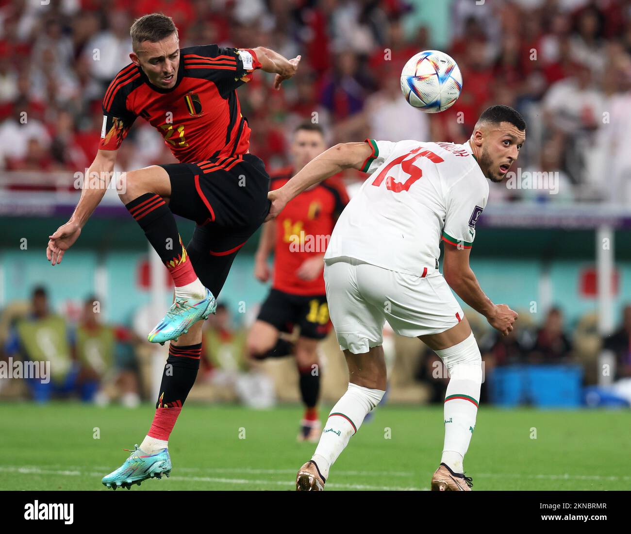 Belgium's Timothy Castagne and Moroccan Selim Amallah pictured in ...