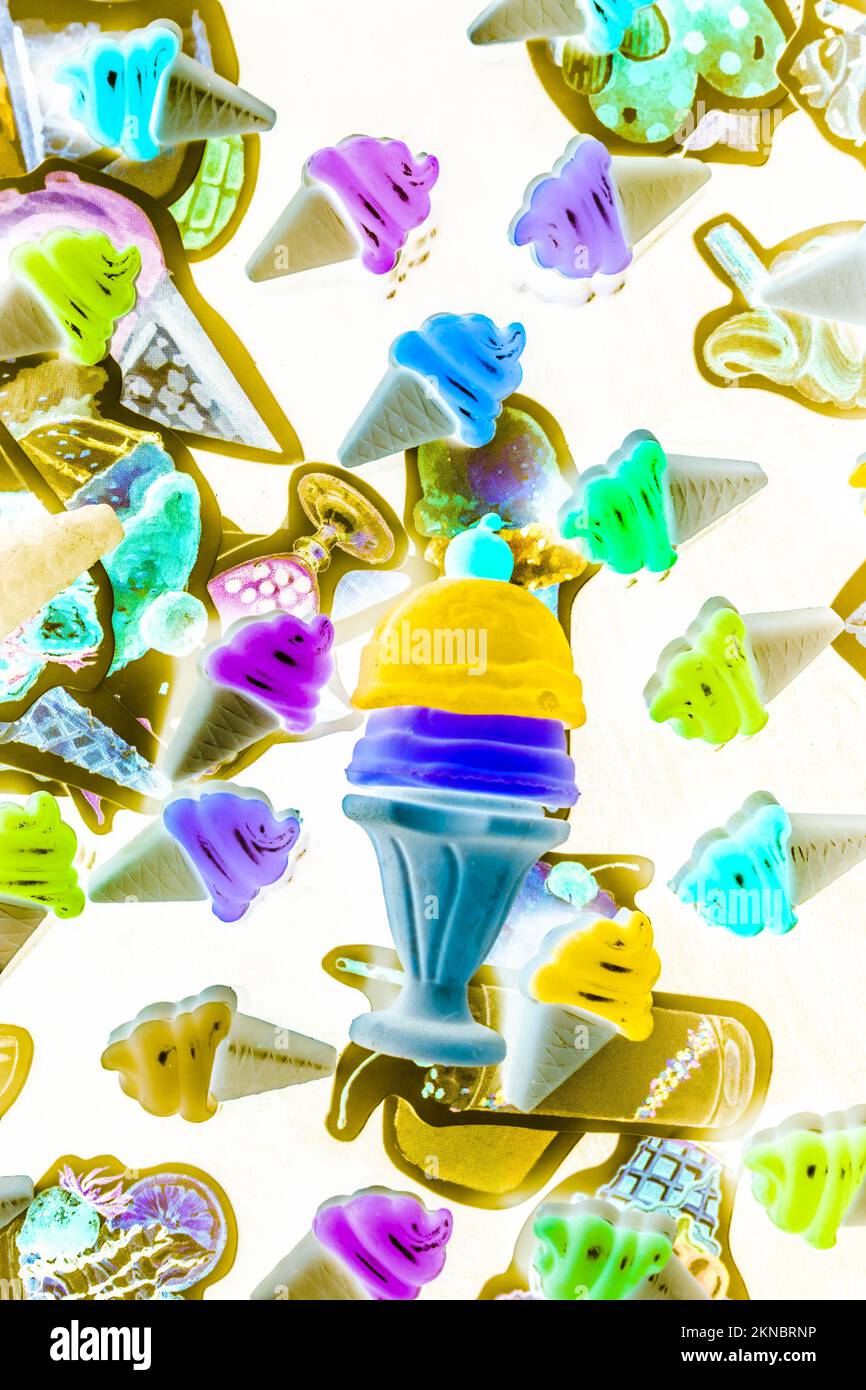 Ice-creamery scene on a diverse inverse of frozen ice-creams and ...