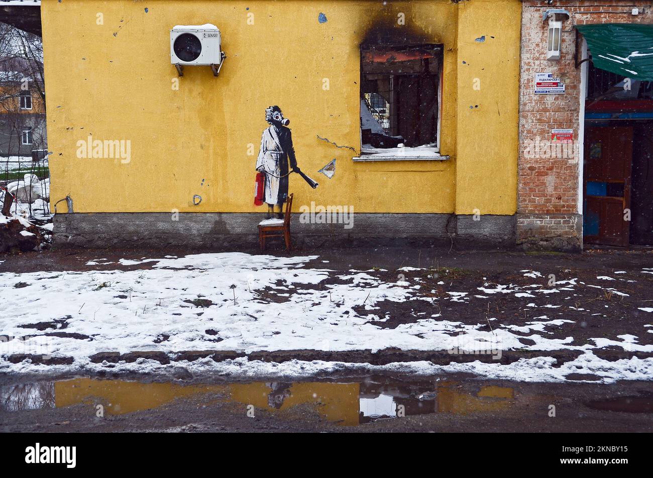 HOSTOMEL, UKRAINE - NOVEMBER 26, 2022 - The mural by England-based ...