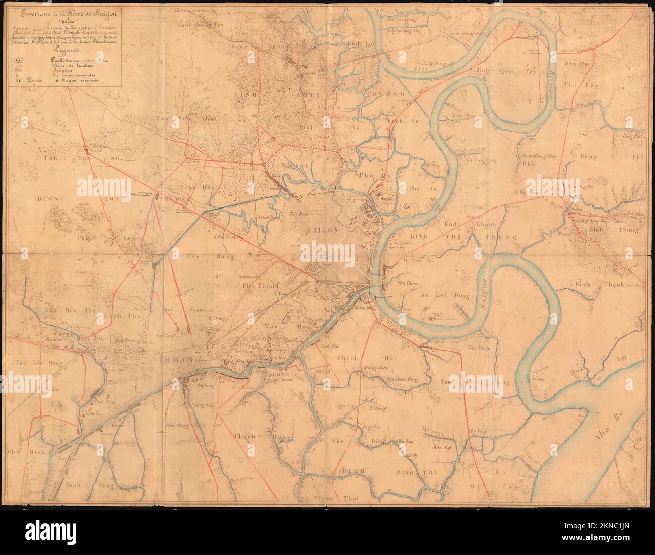 Vintage city plan of Saigon and area around it from 20th century. Maps ...
