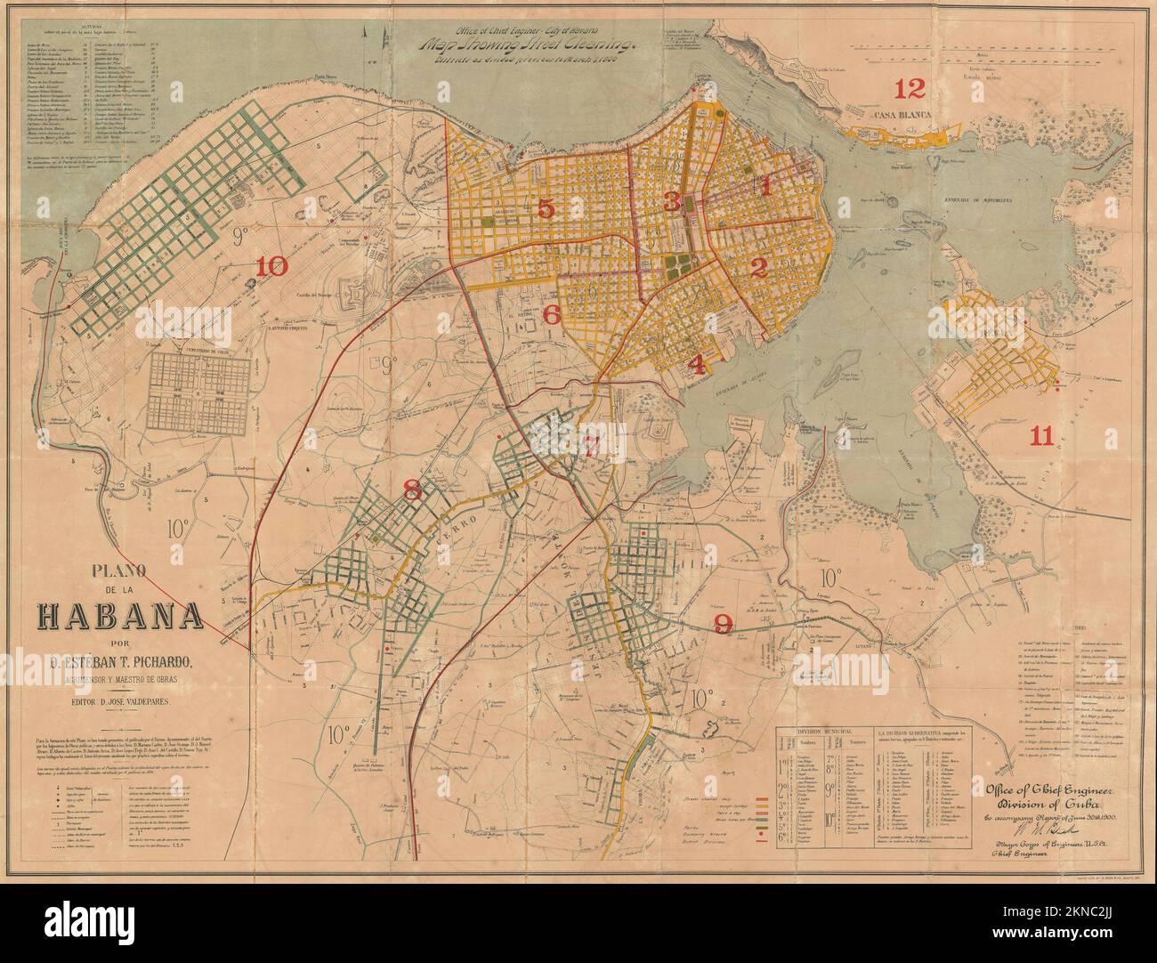 Vintage city plan of Havana and area around it from 20th century. Maps ...