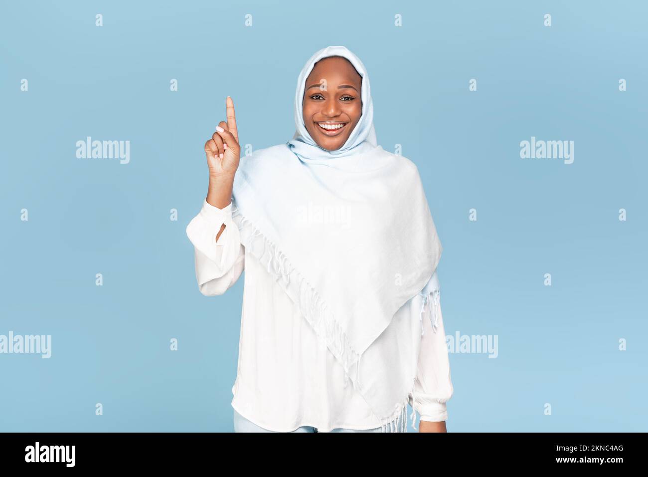 Excited african american muslim woman experiencing AHA moment, having ...