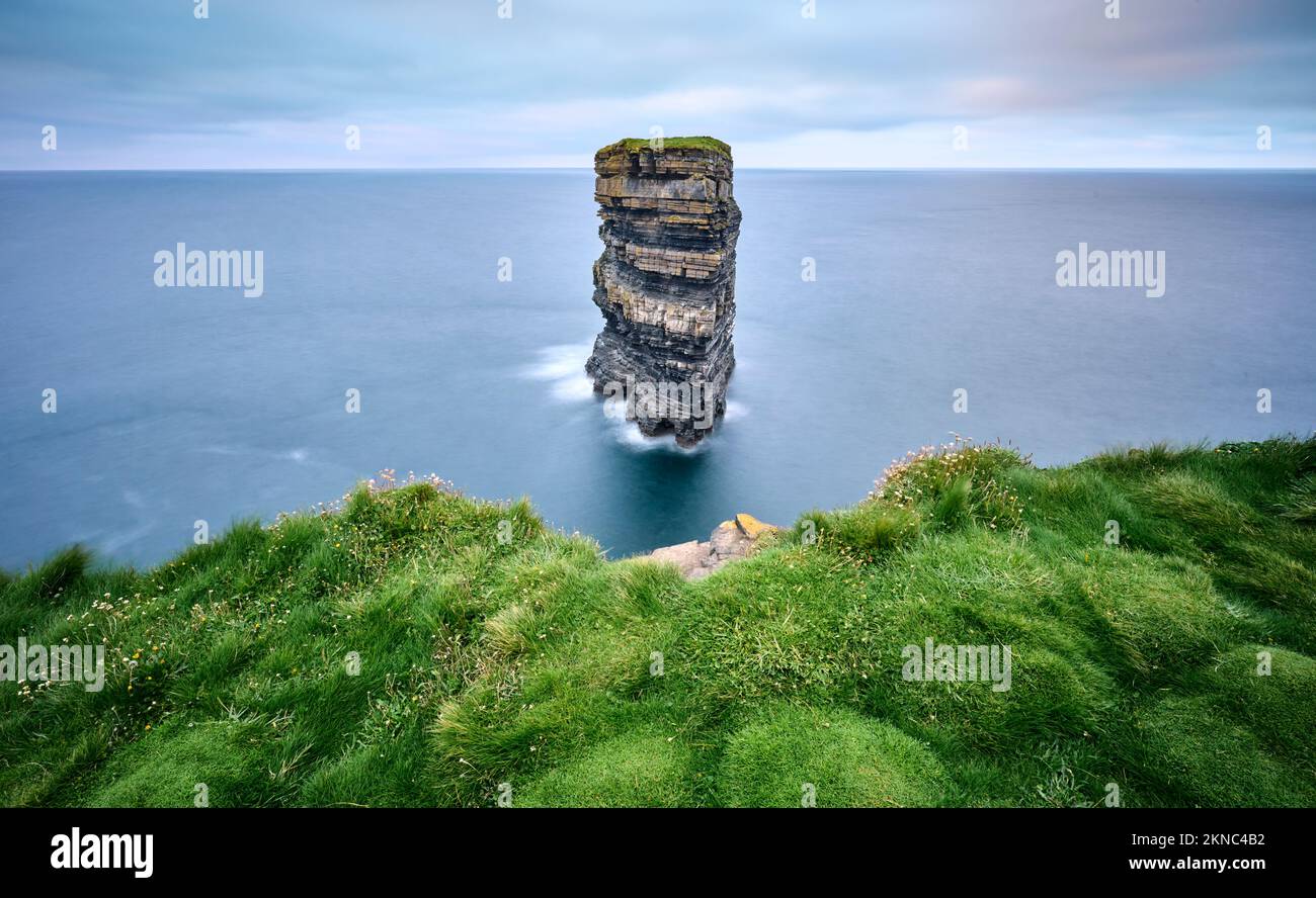 Rock cliffs at Downpatrick Head near Ballycastle in the northern part ...