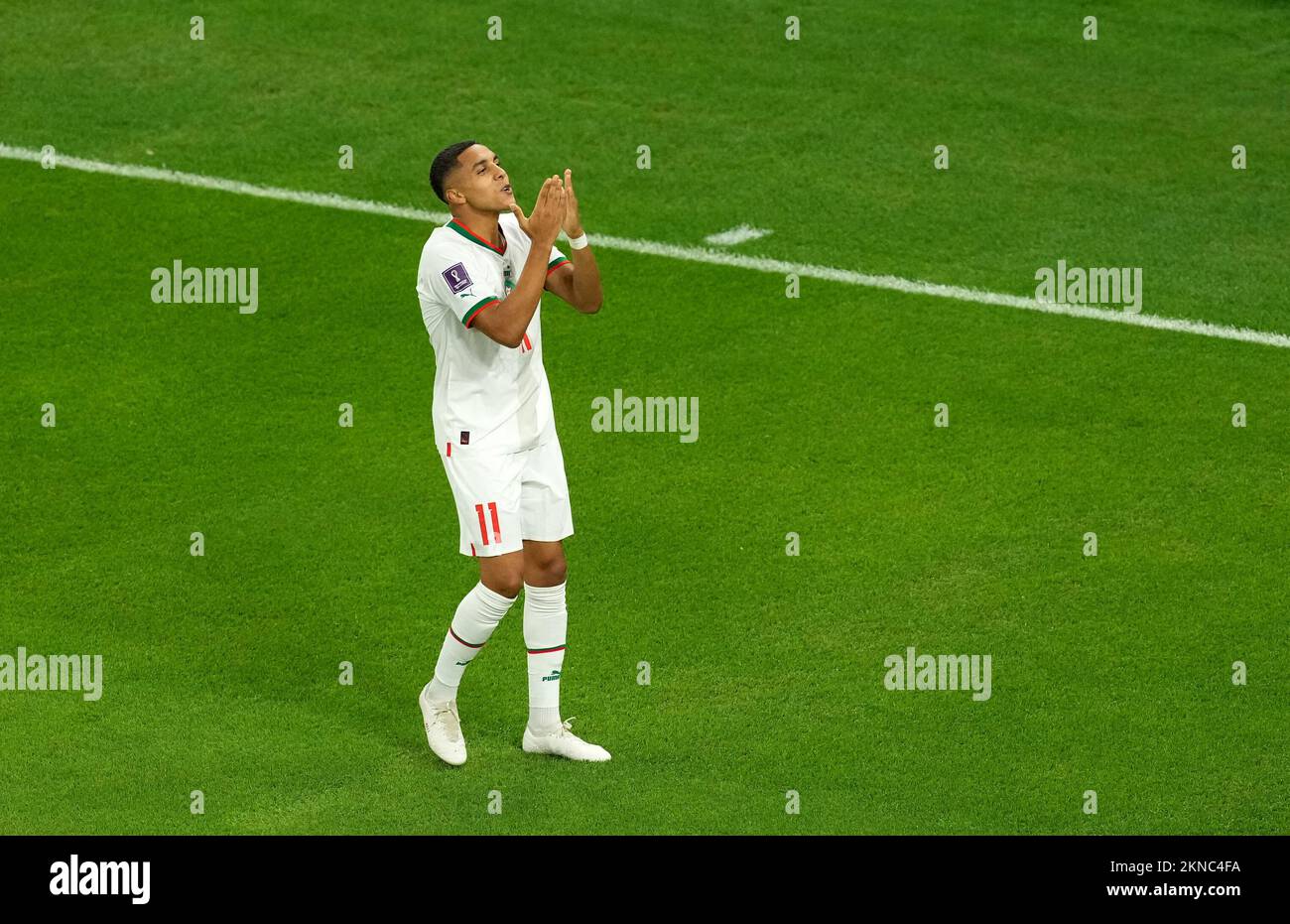 Morocco's Abdelhamid Sabiri celebrates scoring the opening goal during ...