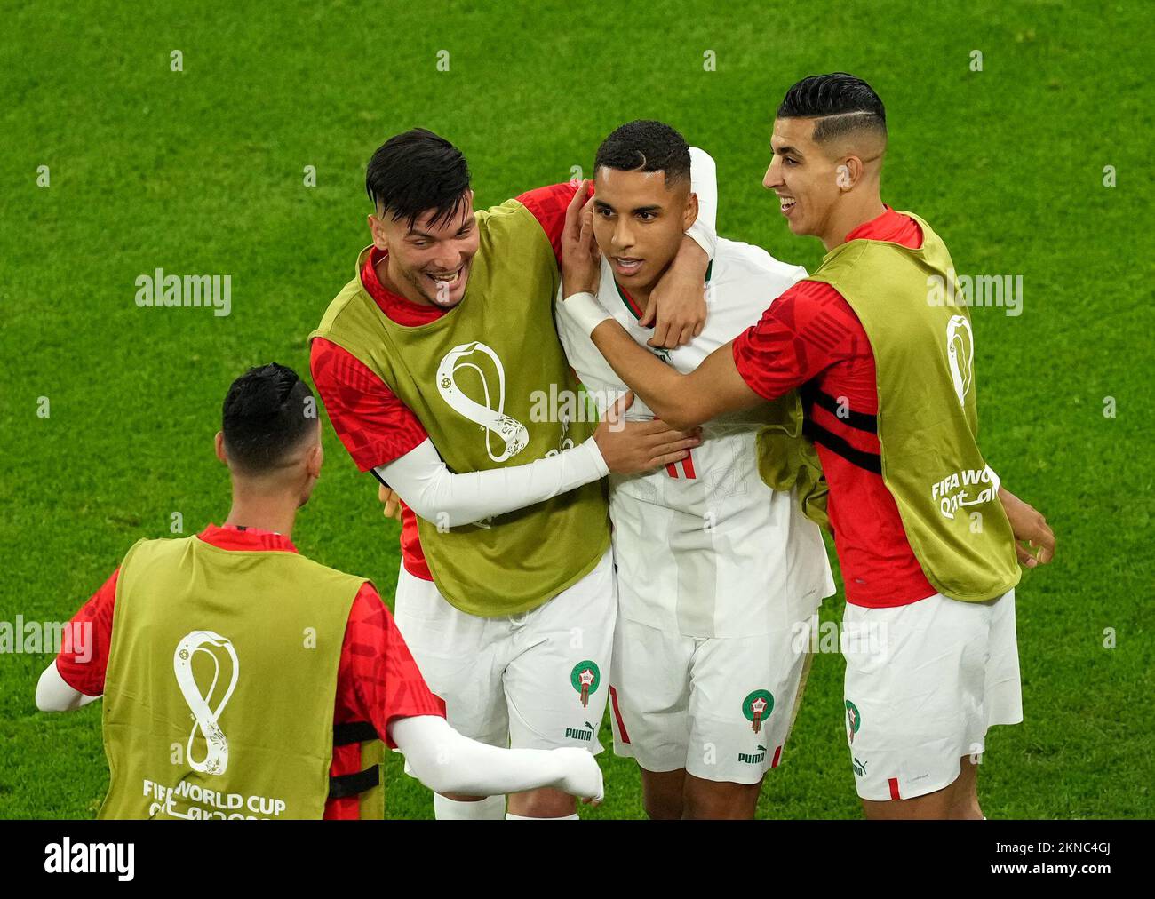 Morocco's Abdelhamid Sabiri celebrates scoring the opening goal with ...
