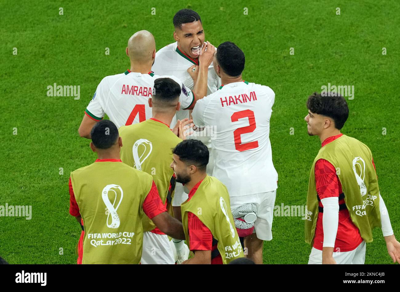 Morocco's Abdelhamid Sabiri celebrates scoring the opening goal with ...