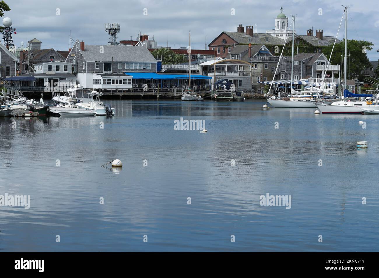 Eel Pond in downtown Woods Hole. Known for the Woods Hole Oceanographic ...