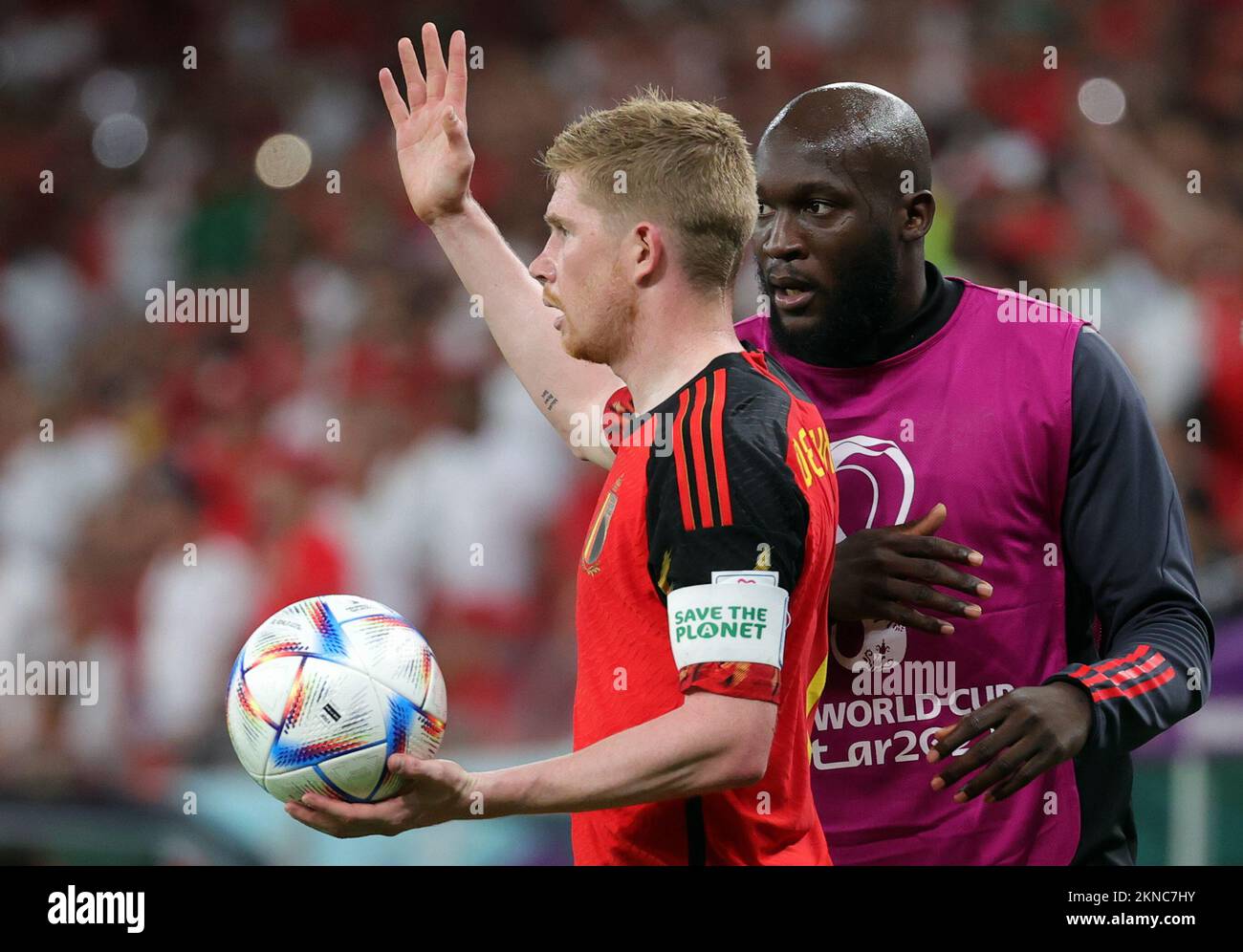 Belgium's Kevin De Bruyne and Belgium's Romelu Lukaku pictured at a ...