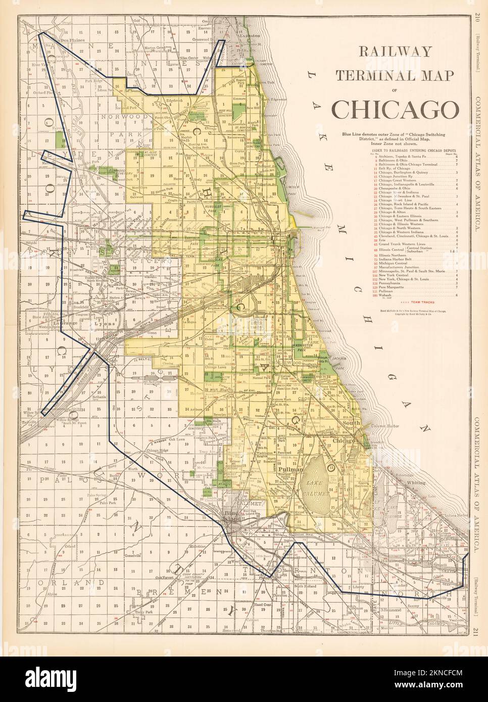 Vintage city plan of Chicago and area around it from 20th century. Maps ...